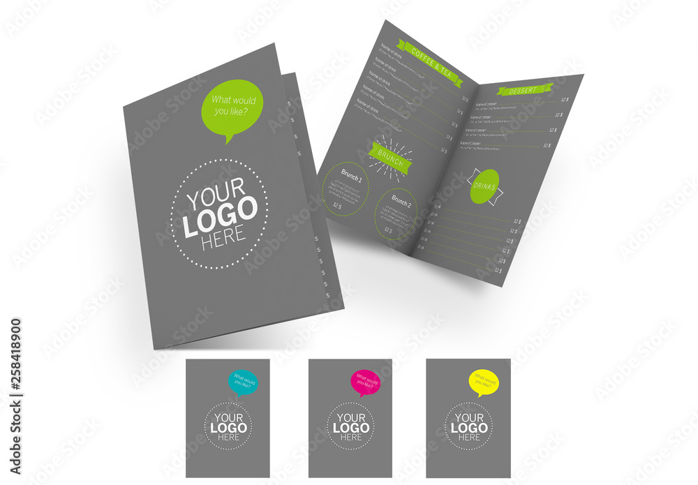Menu Layout with in 4 Colors Stock Template | Adobe Stock