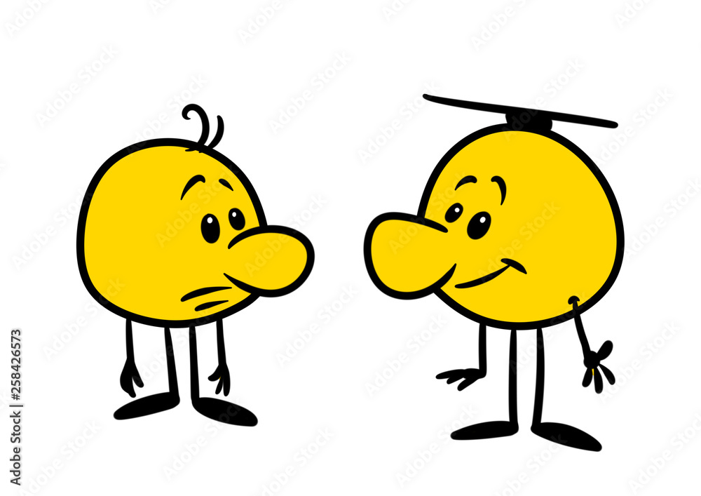 Two smileys emotions character talk sad cheerful cartoon illustration ...