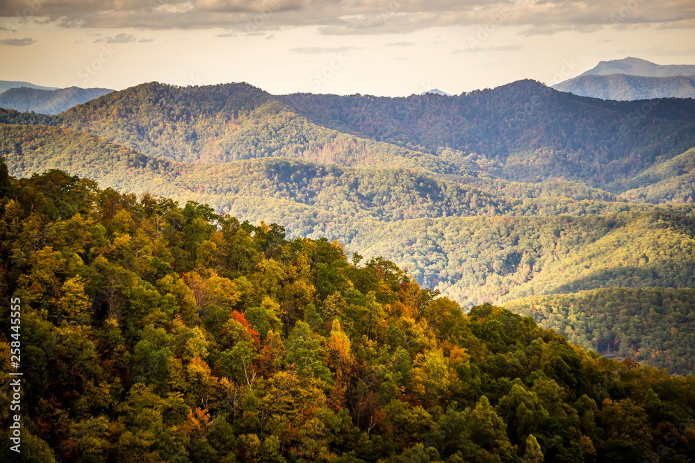 blue ridge and smoky mountains changing color in fall Stock Photo ...