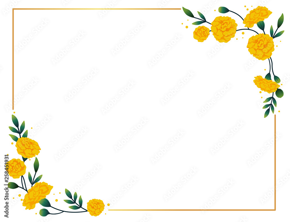 Marigold horizontal frame. Stock Vector | Adobe Stock