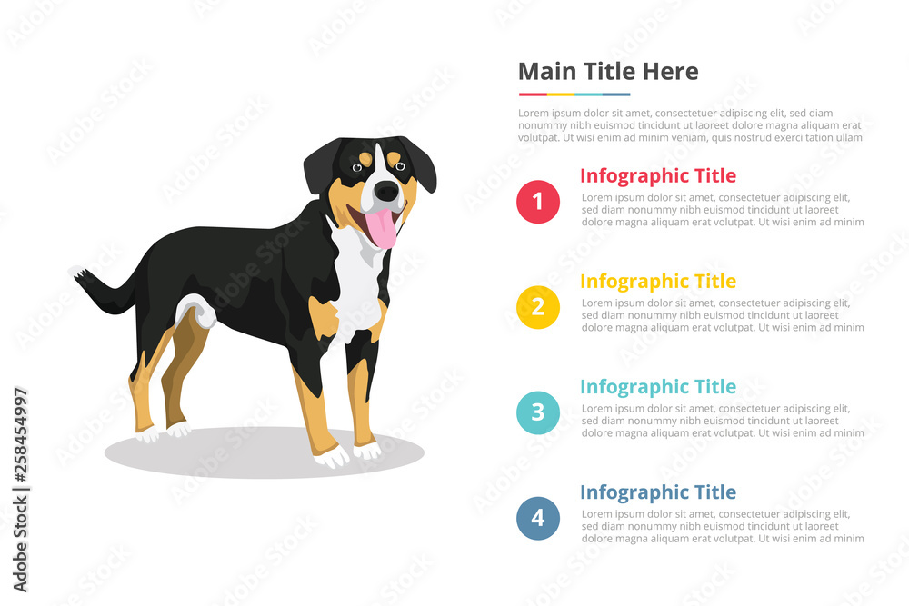 dog infographics template with 4 points of free space text description ...