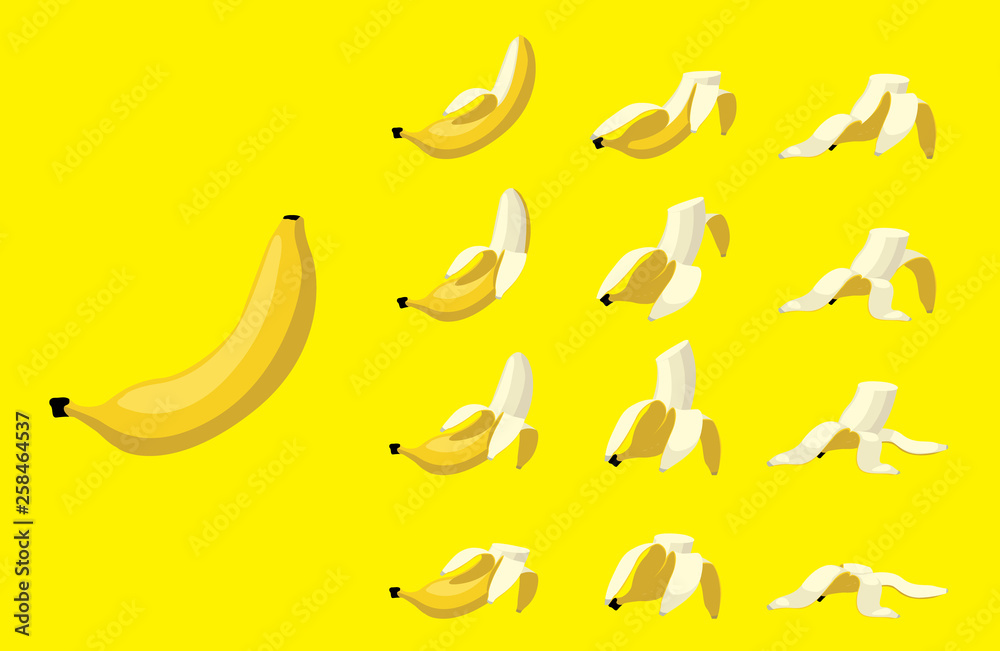 Banana Vector Fruit Motion Animation Sequence Eating Stock Vector ...