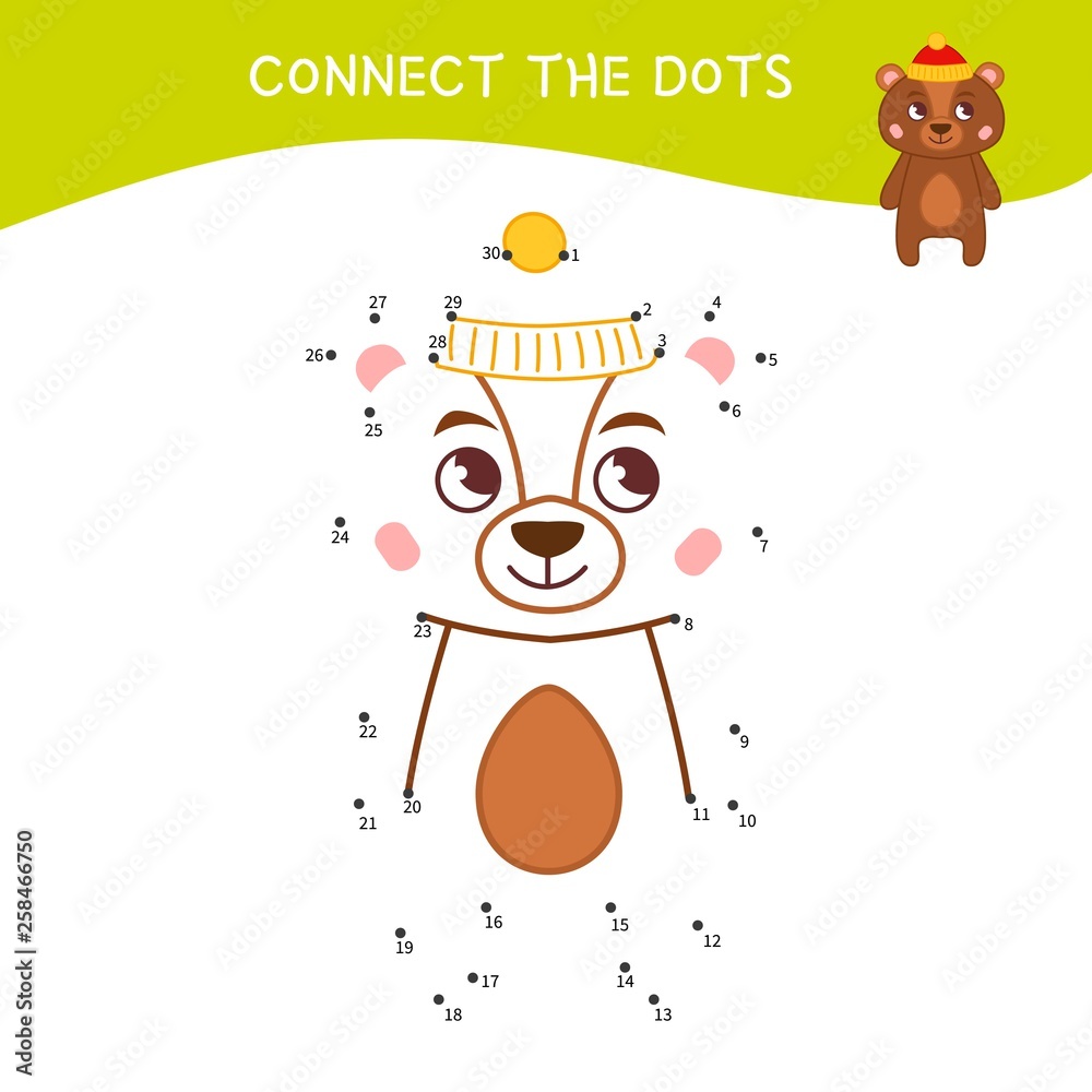 Educational game for kids. Dot to dot game for children. Cartoon cute ...