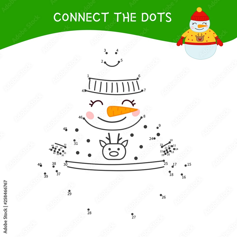 Educational game for kids. Dot to dot game for children. Cartoon cute ...