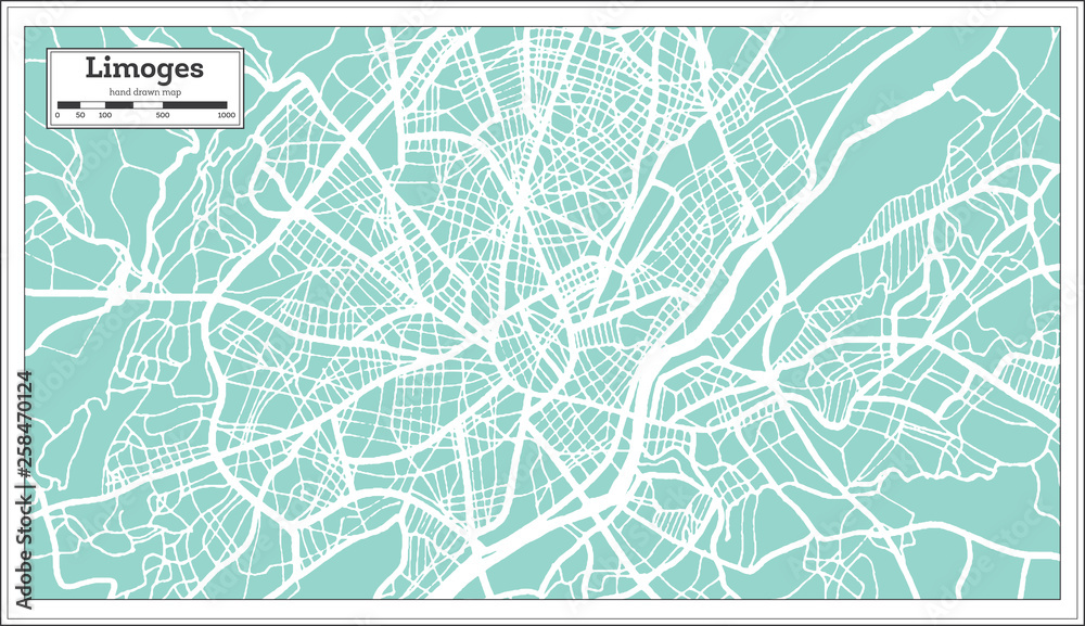 Limoges France City Map in Retro Style. Outline Map. Stock Vector ...