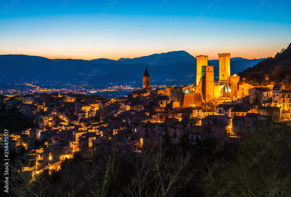 Pacentro (Italy) - A little medieval town with old towers beside ...