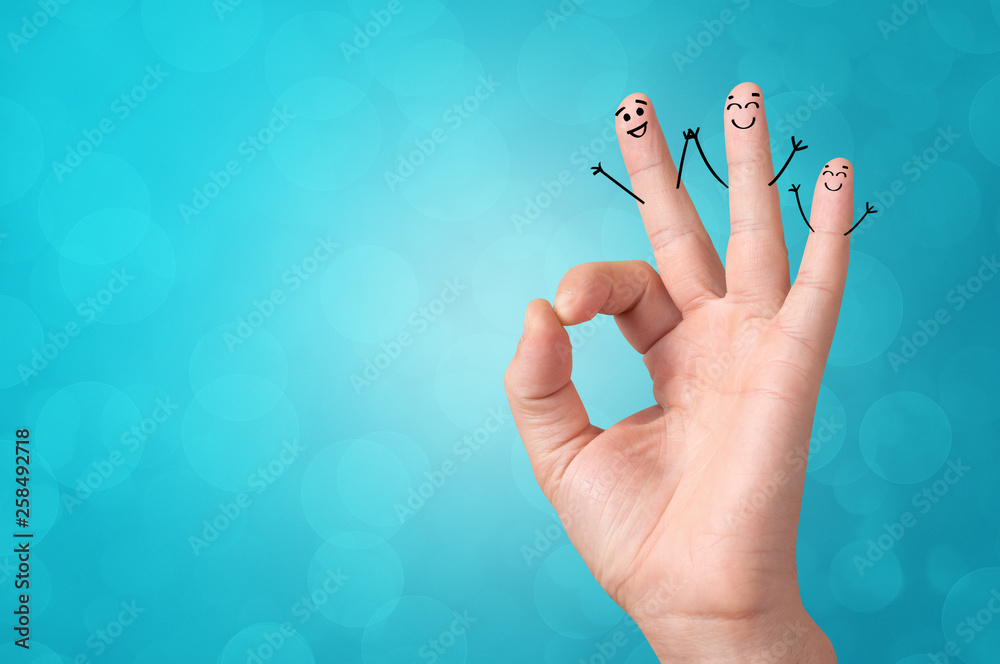 Joyful fingers smiling with colorful background concept Stock Photo ...