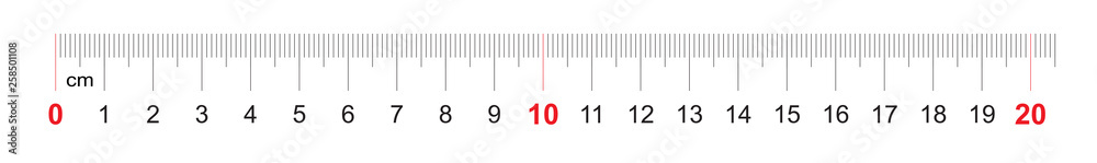 Grid for a ruler of 200 millimeters, 20 centimeters. Calibration grid ...
