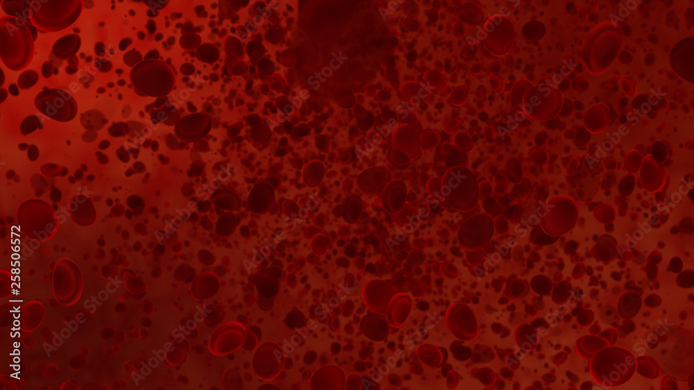 Bacteria, virus and Red infecting blood cells, traveling through a vein ...