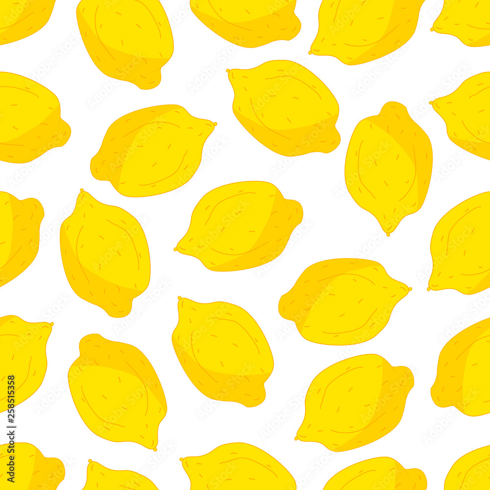 Whole lemon texture. Hand drawn yellow flat vector illustration. Stock ...