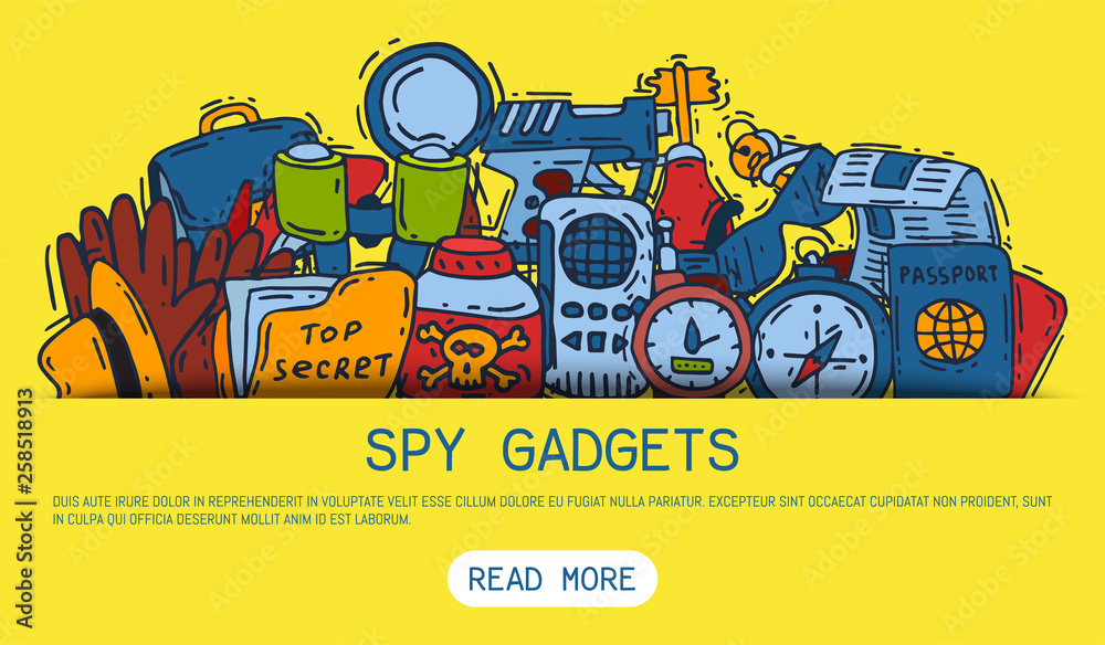 Private detective spy work gadgets magnifier forensic evidence secret ...