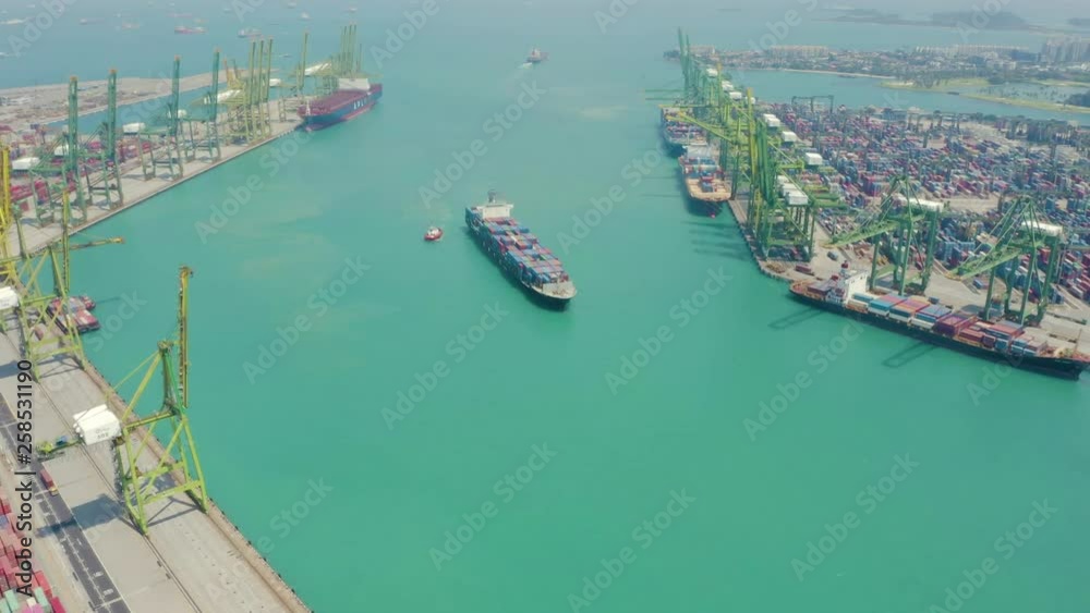 Drone Aerial view 4k Footage of Shipping Containers In Port Of ...