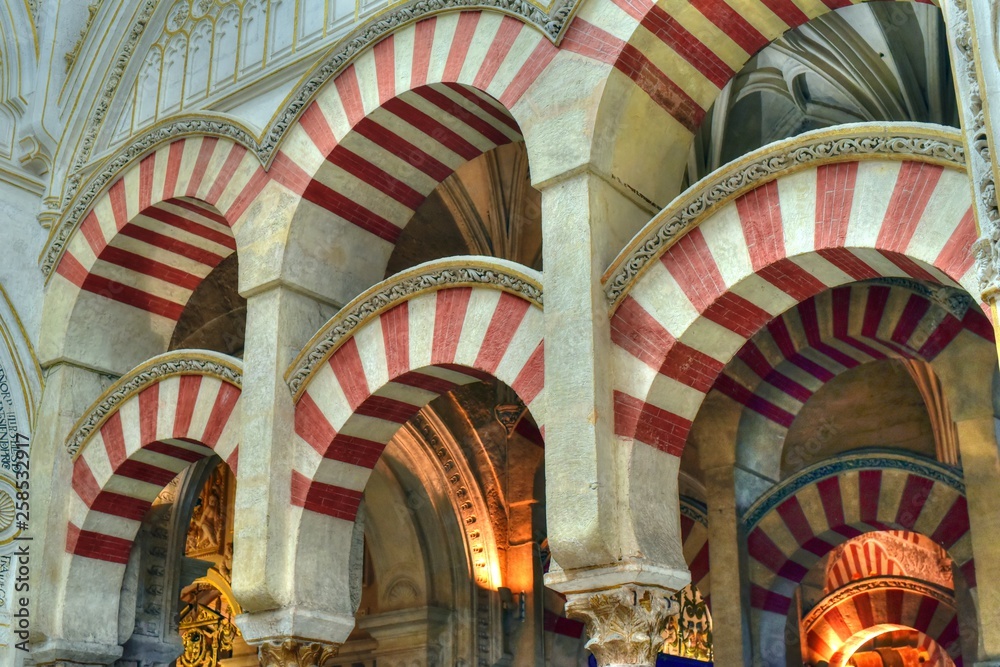 Hypostyle Hall filled with columns and archways in the Great Mosque or ...