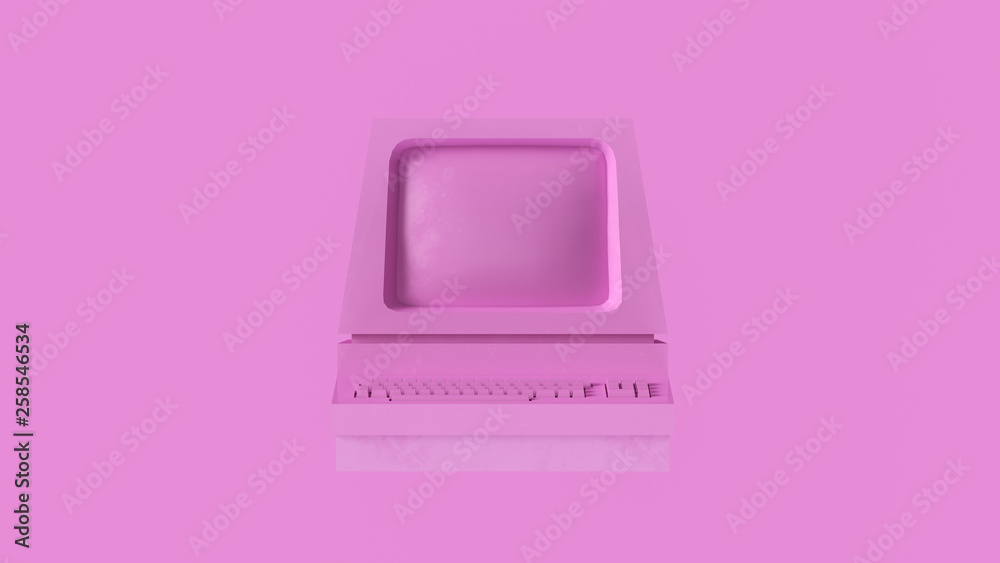 Pink Vintage Computer 3d illustration Stock Illustration | Adobe Stock