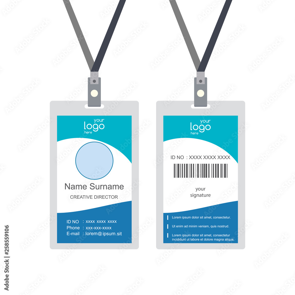 Plastic and Laminated Badge or id card, front and back view, Stock ...