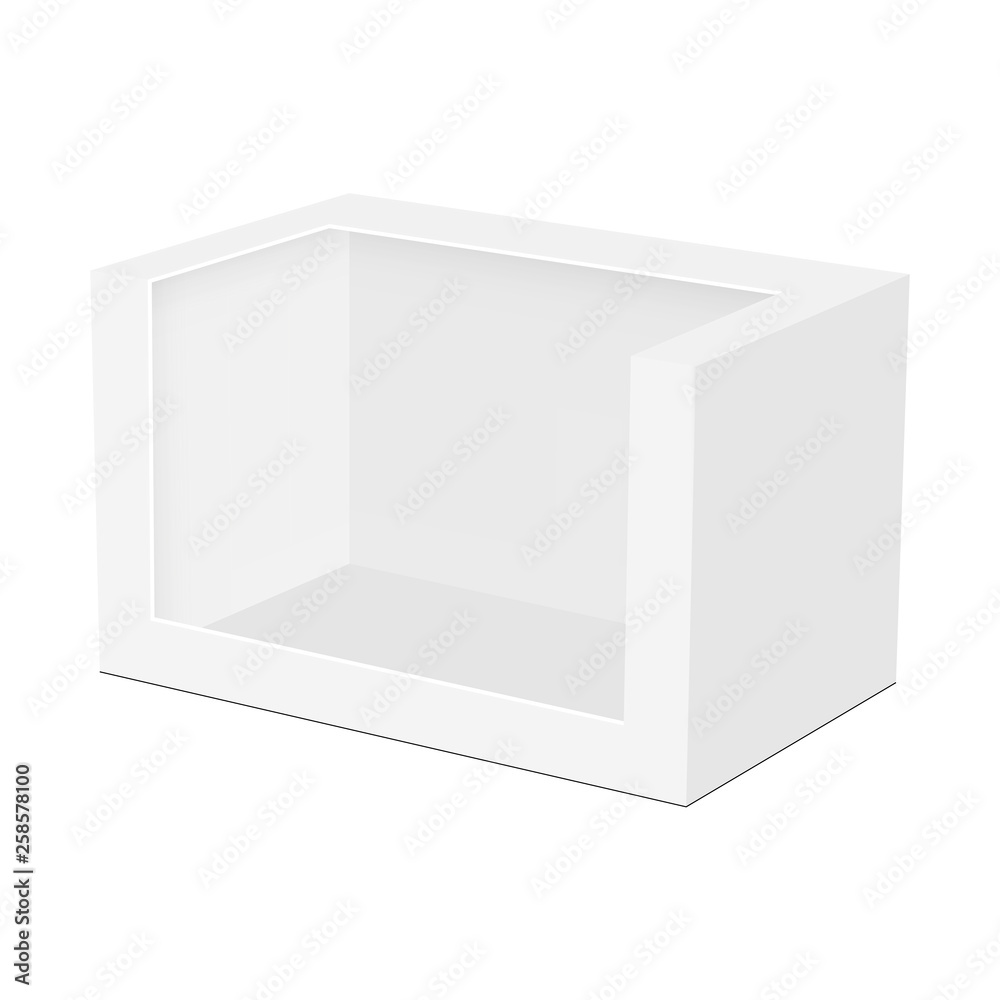 Blank packaging box mockup for toy isolated on white background. Vector ...