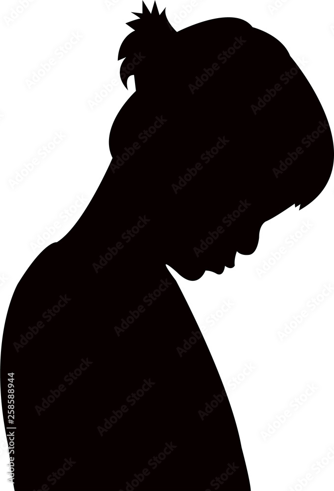 girl looking down, silhouette vector Stock Vector | Adobe Stock