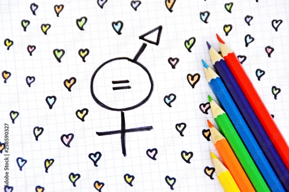 A sign for the equality of man and woman consisting of the respective ...