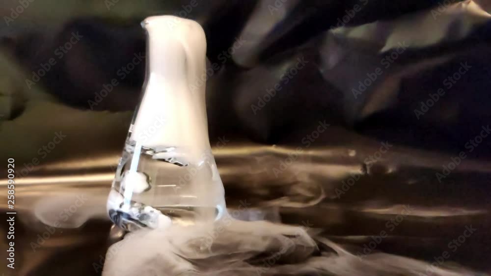 Dry ice carbon dioxide smoke side flow in slow motion with bubble ...