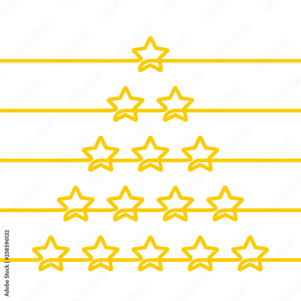 Continuous line drawing of five stars customer product rating review ...