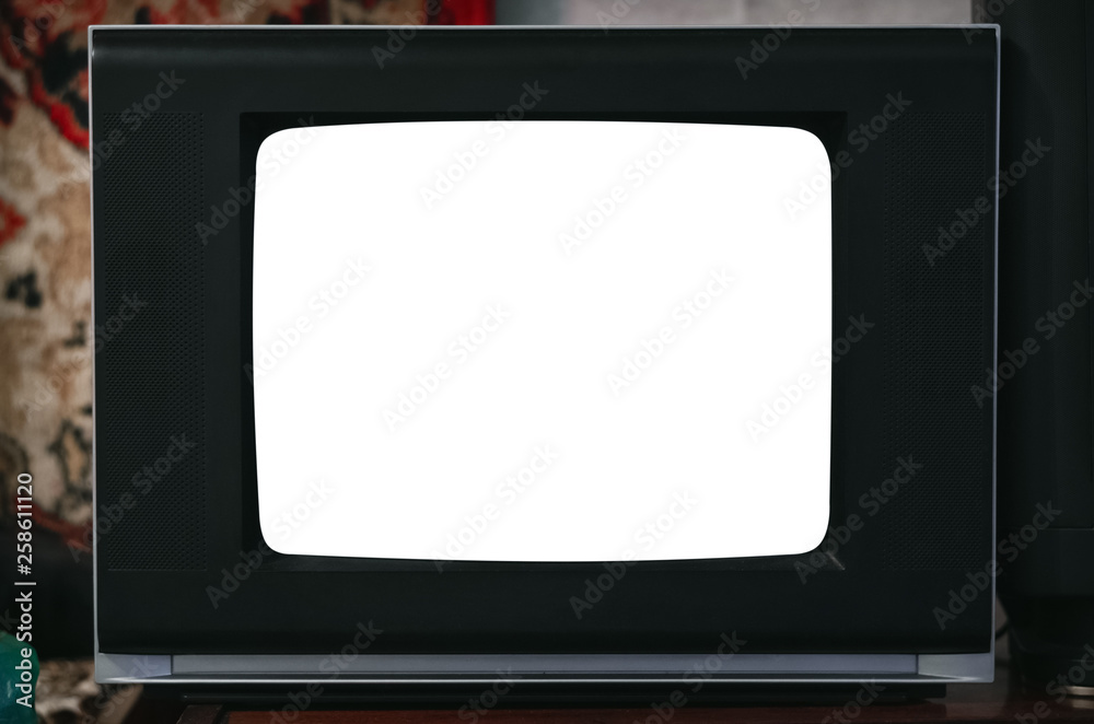 Old TV set display border frame. TV on the table with a copy space ...