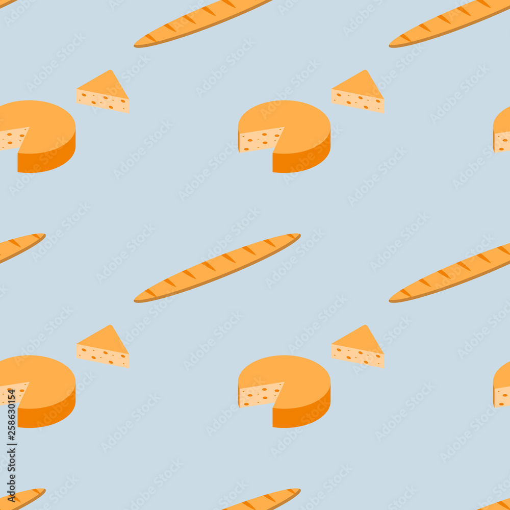 Cheese and bread pattern. Gourmet food pattern. Seamless Food Icons ...