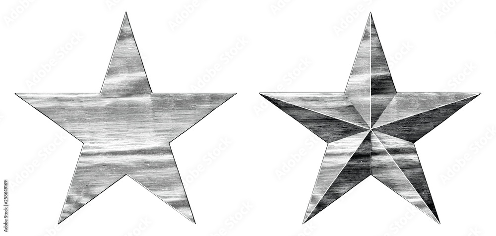 Star hand draw vintage style black and white clip art isolated on white ...