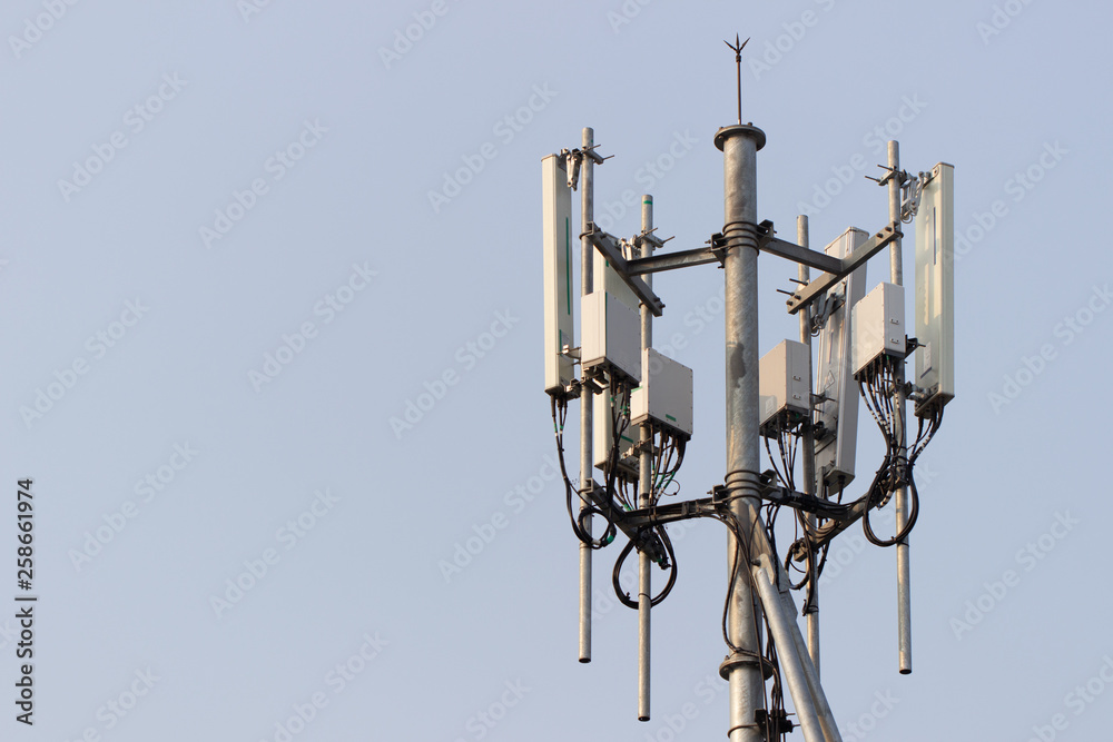 Mobile phone base station Tower. Development of communication system in ...