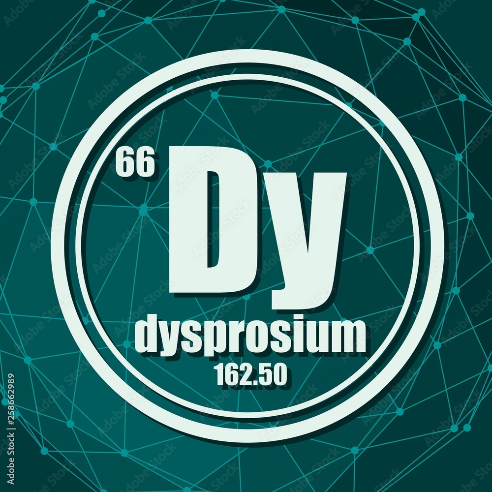 Dysprosium chemical element. Sign with atomic number and atomic weight ...