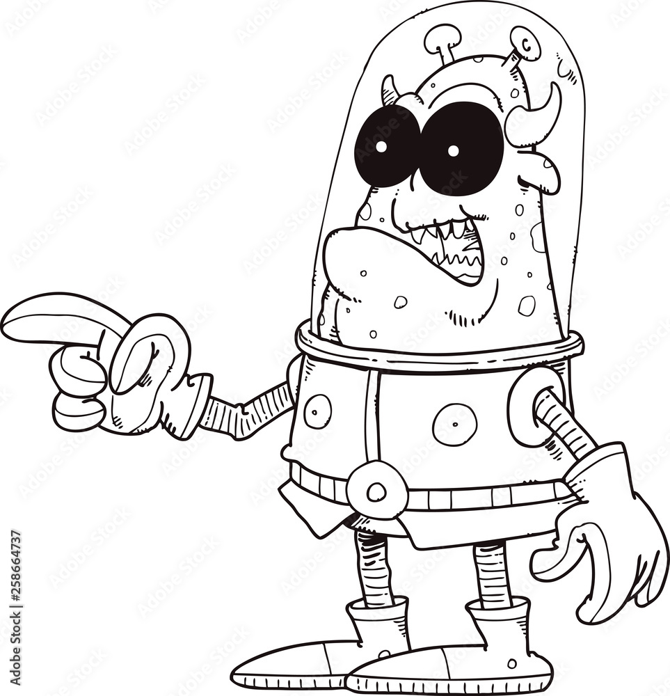 Cute cartoon alien drawing Stock Vector | Adobe Stock