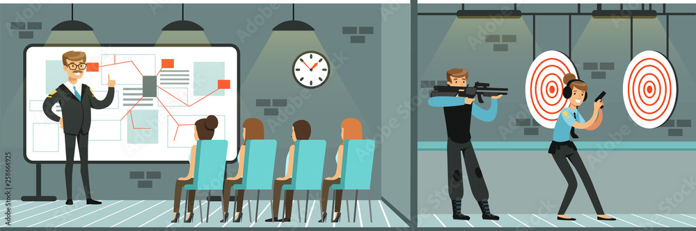 Police training academy students, police officer training with gun for ...