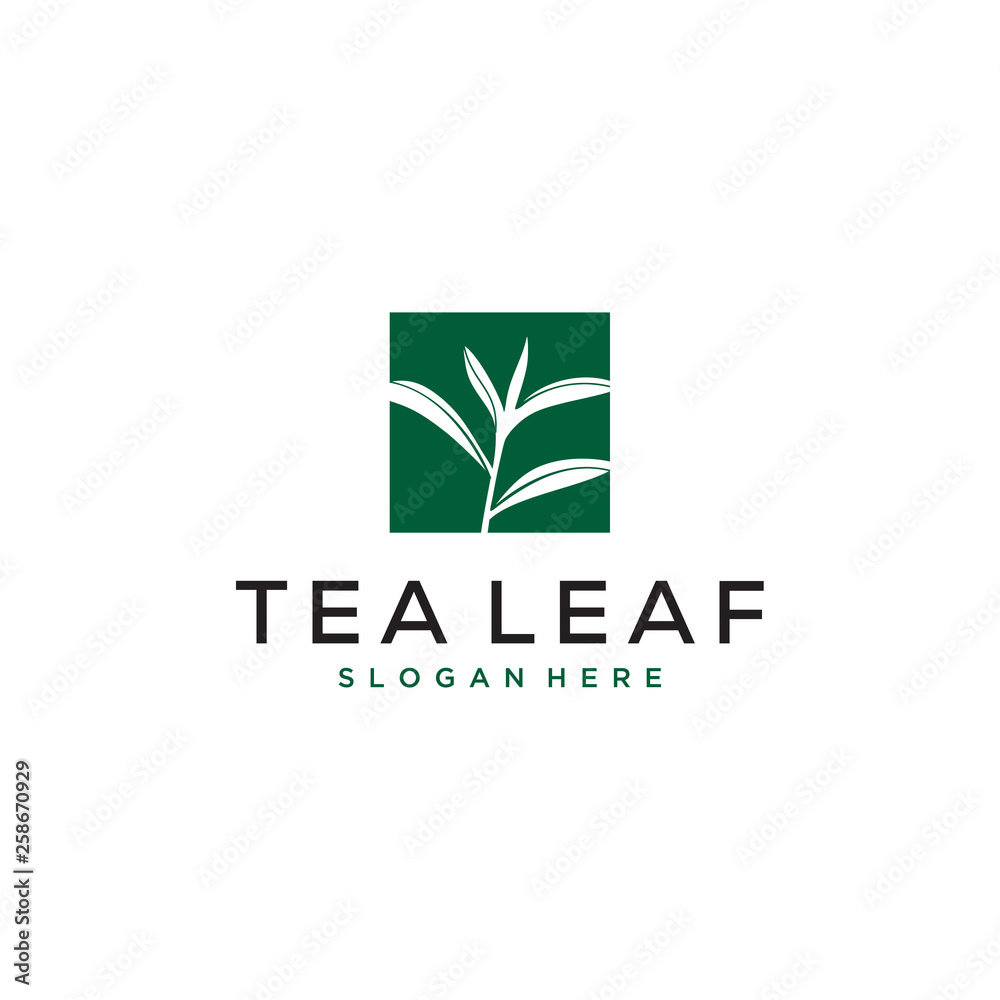 tea leaf logo design Stock Vector | Adobe Stock