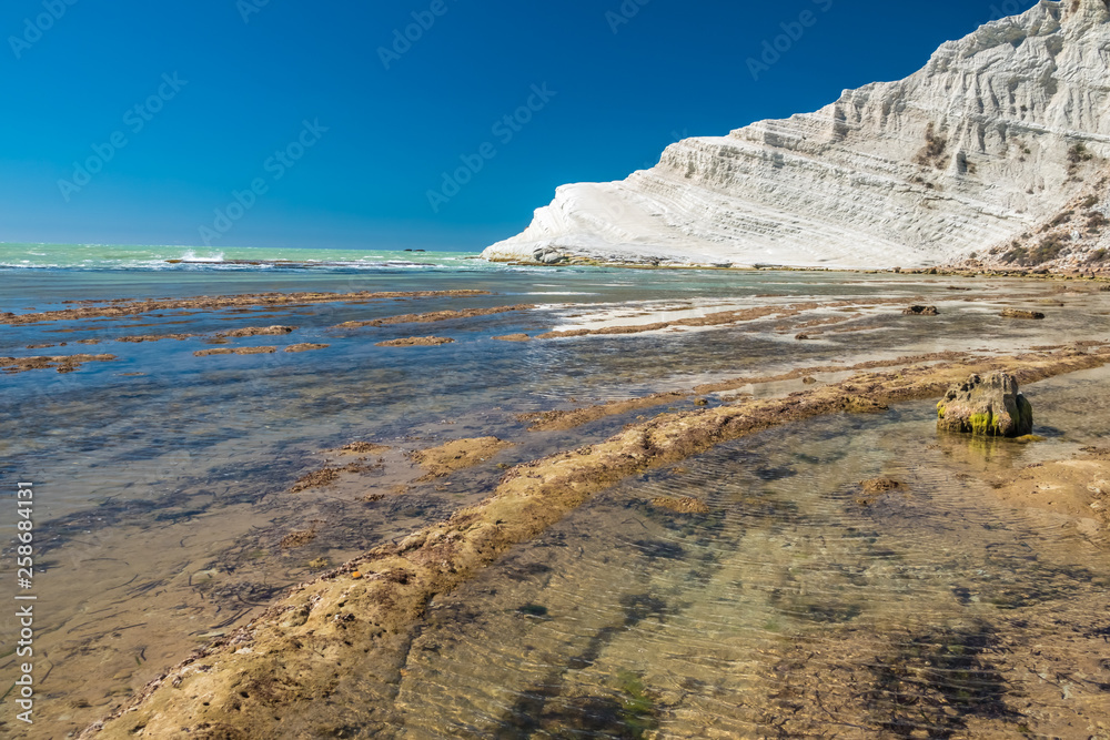 The Scala dei Turchi (Stair of the Turks), a spectacular white rocky ...