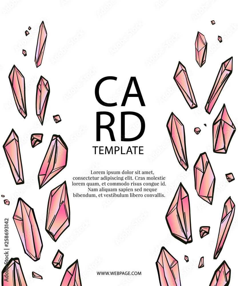 Vector diamonds card design. Crystals or diamonds wedding invitation ...