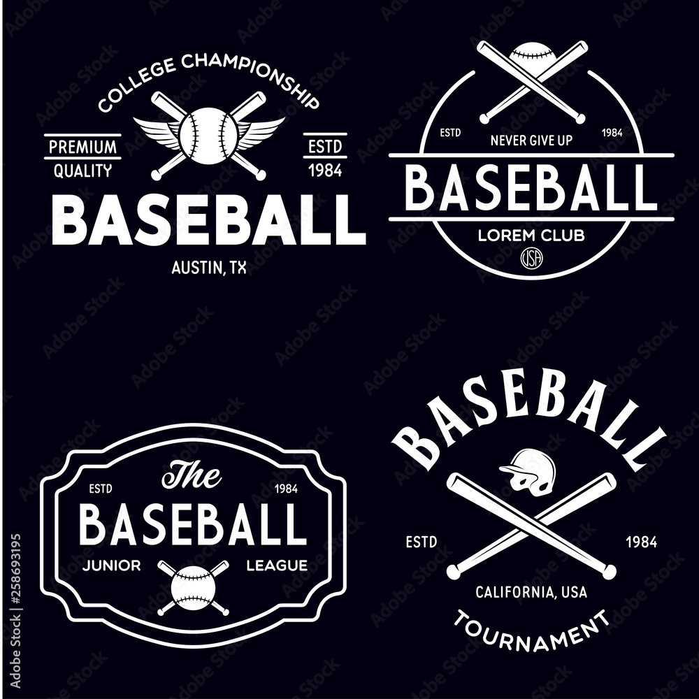 Set of vintage baseball typography emblems, sports logos and design ...