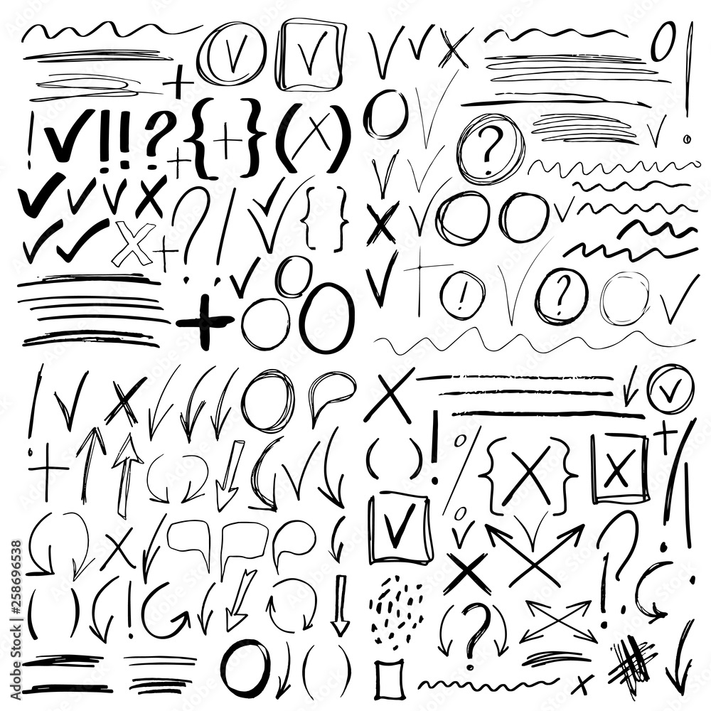 Hand drawn sketch marker, brushed signs, arrows Stock Vector | Adobe Stock