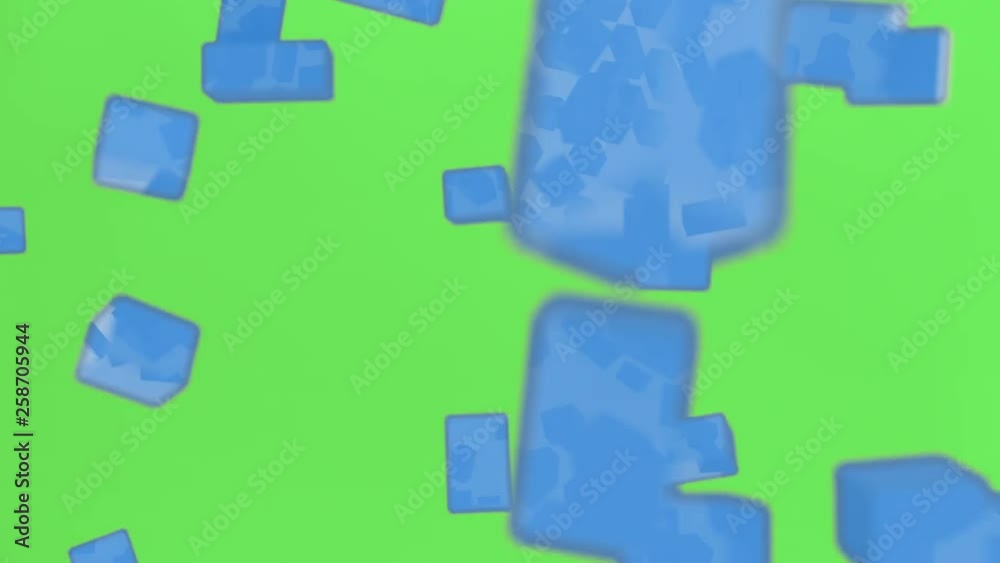 Abstract 3d explosion blue poligon shapes animation with green screen ...