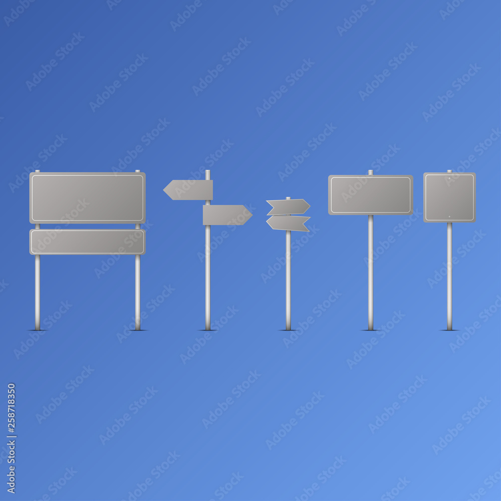 Traffic road realistic metal signs vector icons set isolated ...