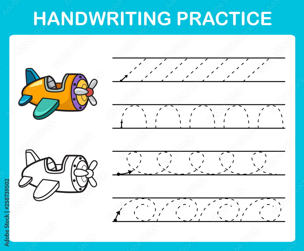 Handwriting practice sheet illustration vector Stock Vector | Adobe Stock