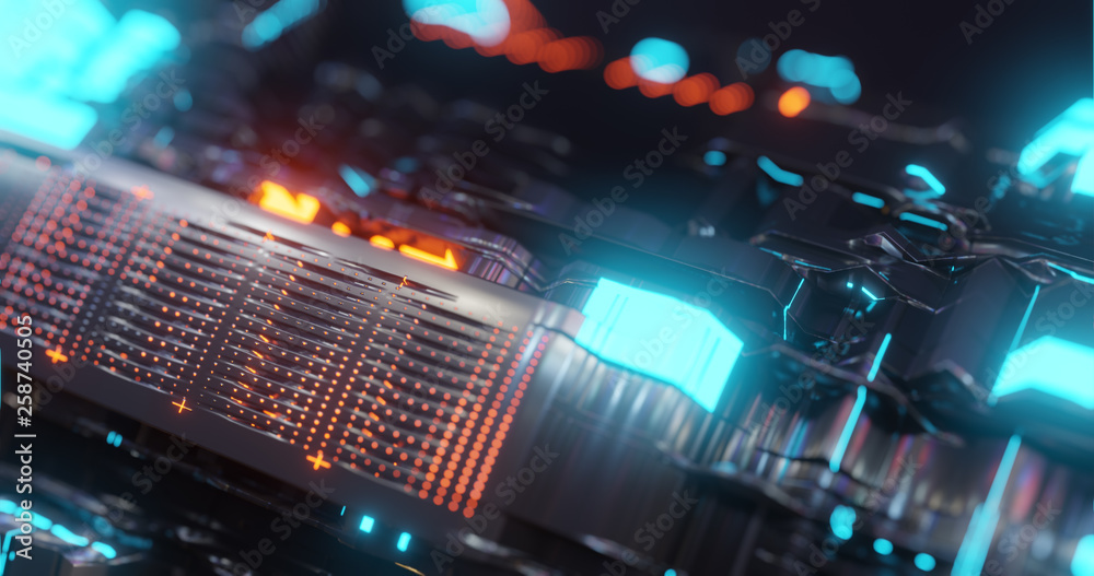 Abstract technology background, led and flickering particles. Animation ...