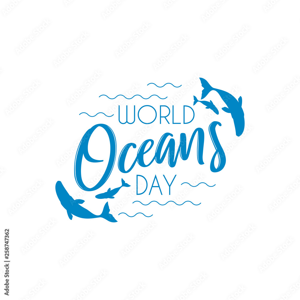 World oceans day logo. Vector illustration. World oceans day symbol ...