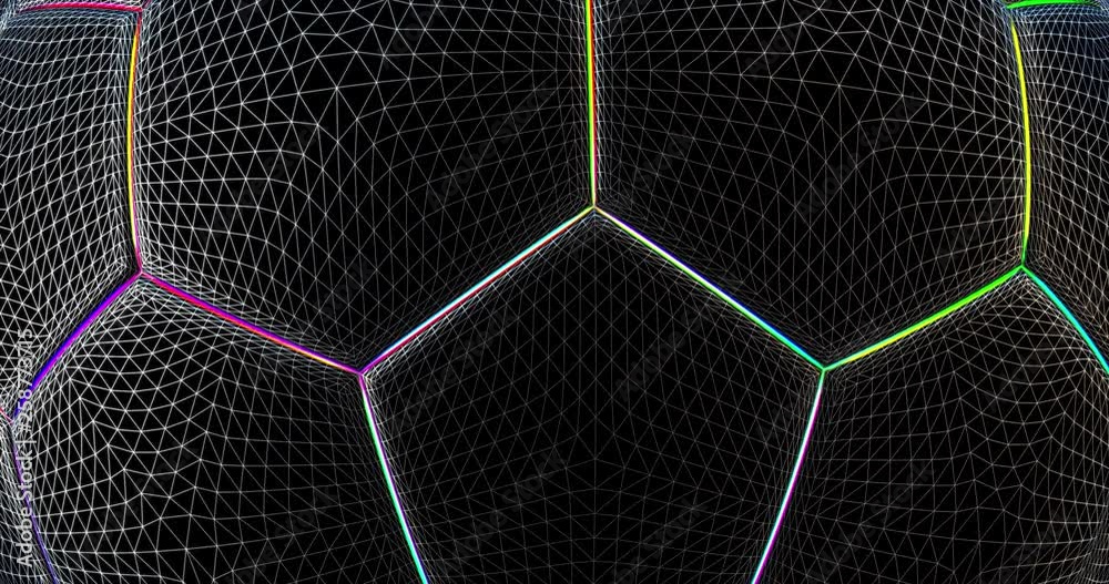 Abstract animation of soccer ball. Looped animation with alpha channel ...