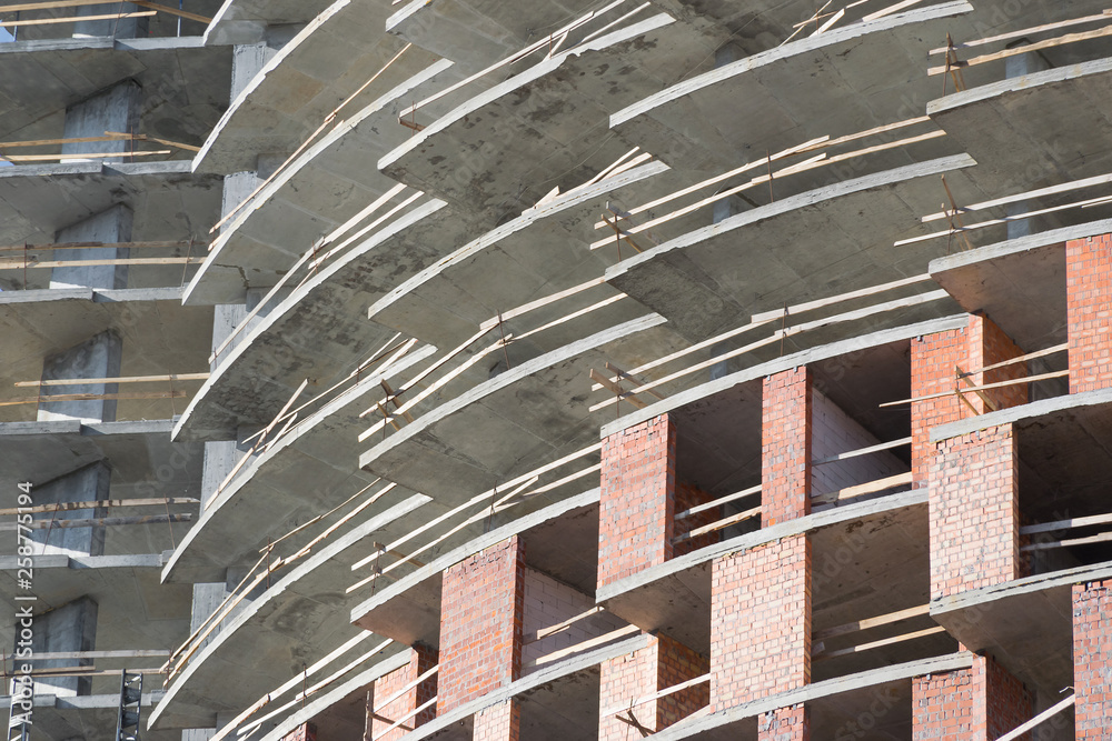 wall with window openings in a multi-storey high-rise residential ...