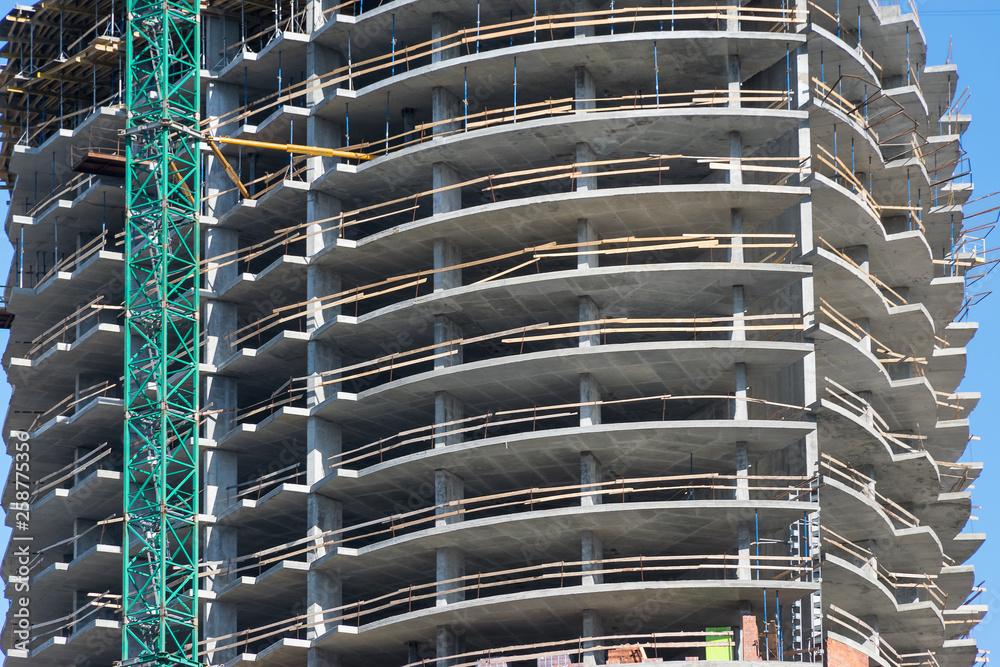 wall with window openings in a multi-storey high-rise residential ...