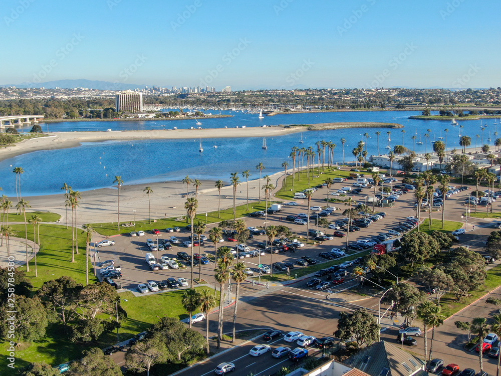 Aerial view of Mission Bay & Beaches in San Diego, California. USA ...