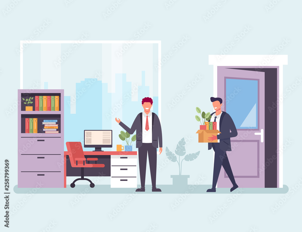 Business man office worker character get new job. Hiring human ...