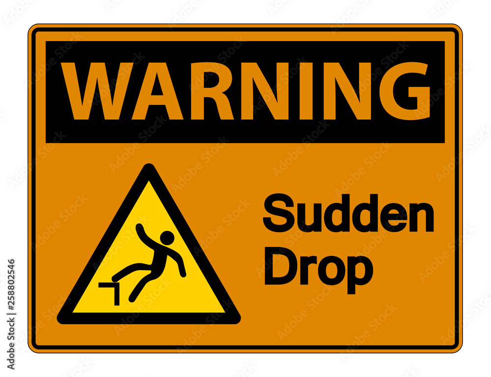 Warning Sudden Drop Symbol Sign On White Background,Vector Illustration ...