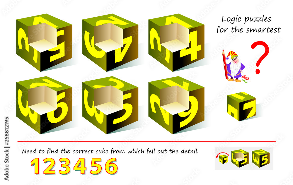 Plakat Logic puzzle game for smartest. Need to find the correct cube ...