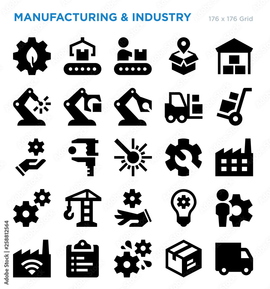 Manufacturing And Industry Vector Icon Set Stock Vector | Adobe Stock