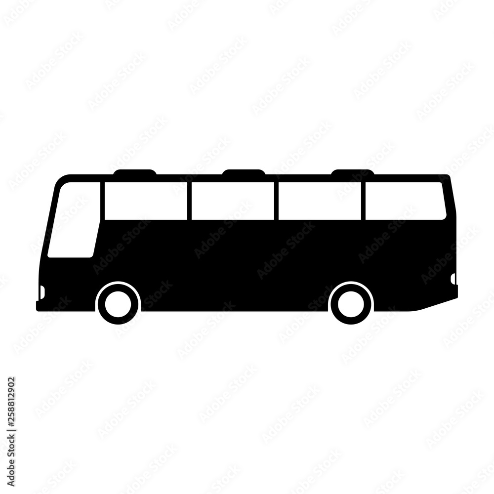 Tourist bus. Black silhouette. Side view. Vector drawing. Isolated ...